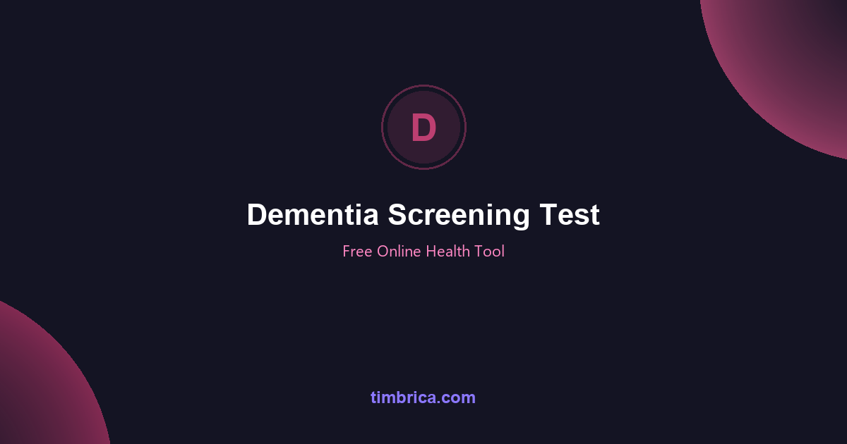 Dementia Screening Test Online Free | Timbrica