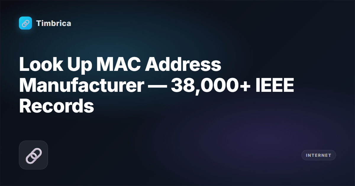 MAC Address Lookup & Generator Online | Timbrica